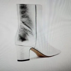 Arezzo | Shoes | Arezzo Silver Jemma Block Booties Leather Nib Size ...